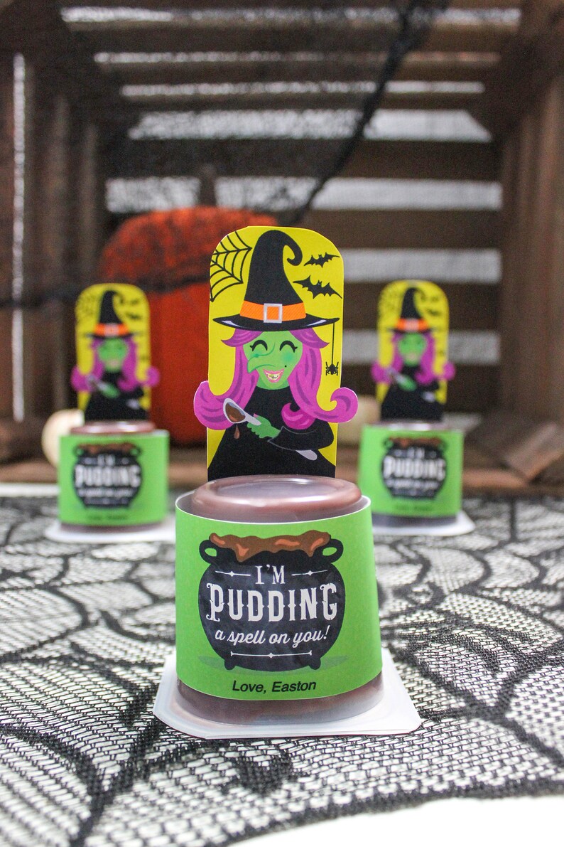 Witch Pudding Cup Halloween Treat Printables Classroom - Etsy