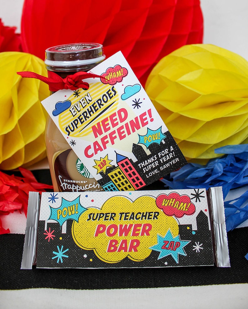 Superhero Teacher Gift Printables Gift Tag Printable Candy - Etsy