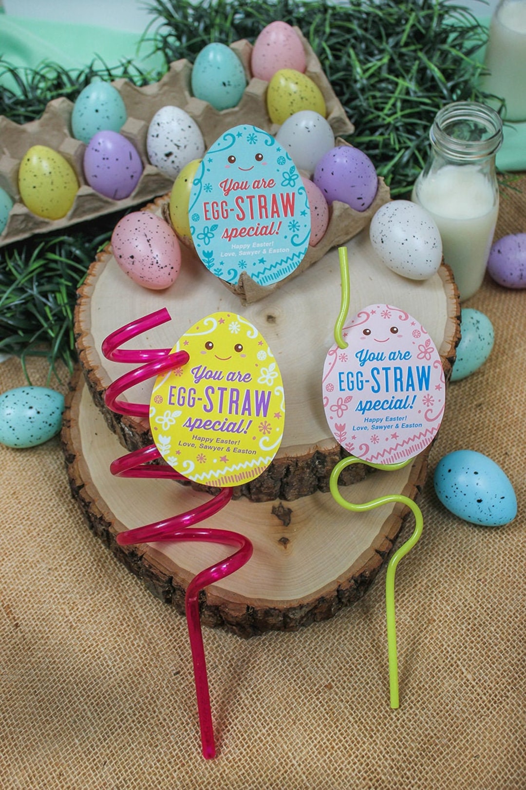 Crazy Straw Easter Gift Printable Tag, Easter Egg, Gift Tag, Party ...