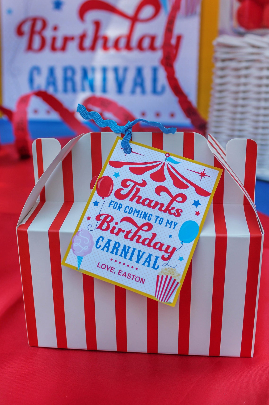 Carnival Birthday Party Printables Thank You Tags Grab A - Etsy