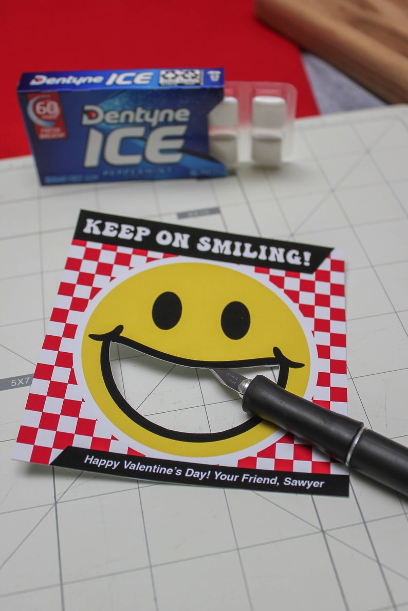 Chewing Gum Smiley Kids Valentine, Keep on Smiling, Smiley, Retro, Kids ...