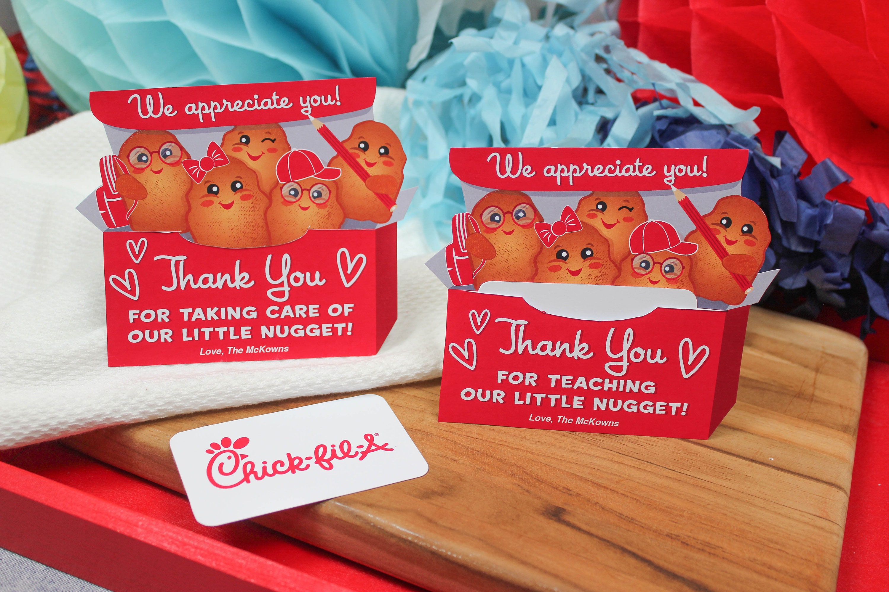 Teacher Appreciation Chicken Nugget Gift Card Holder (editable PDF) - Etsy