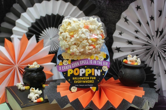 Popcorn Halloween Treat printable, Halloween treat bag tag, kids ...