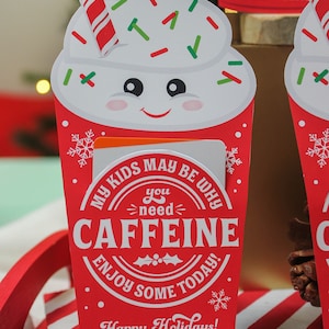 Need Caffeine Holiday Coffee Gift Card Printable, Teacher Gift, Teacher ...