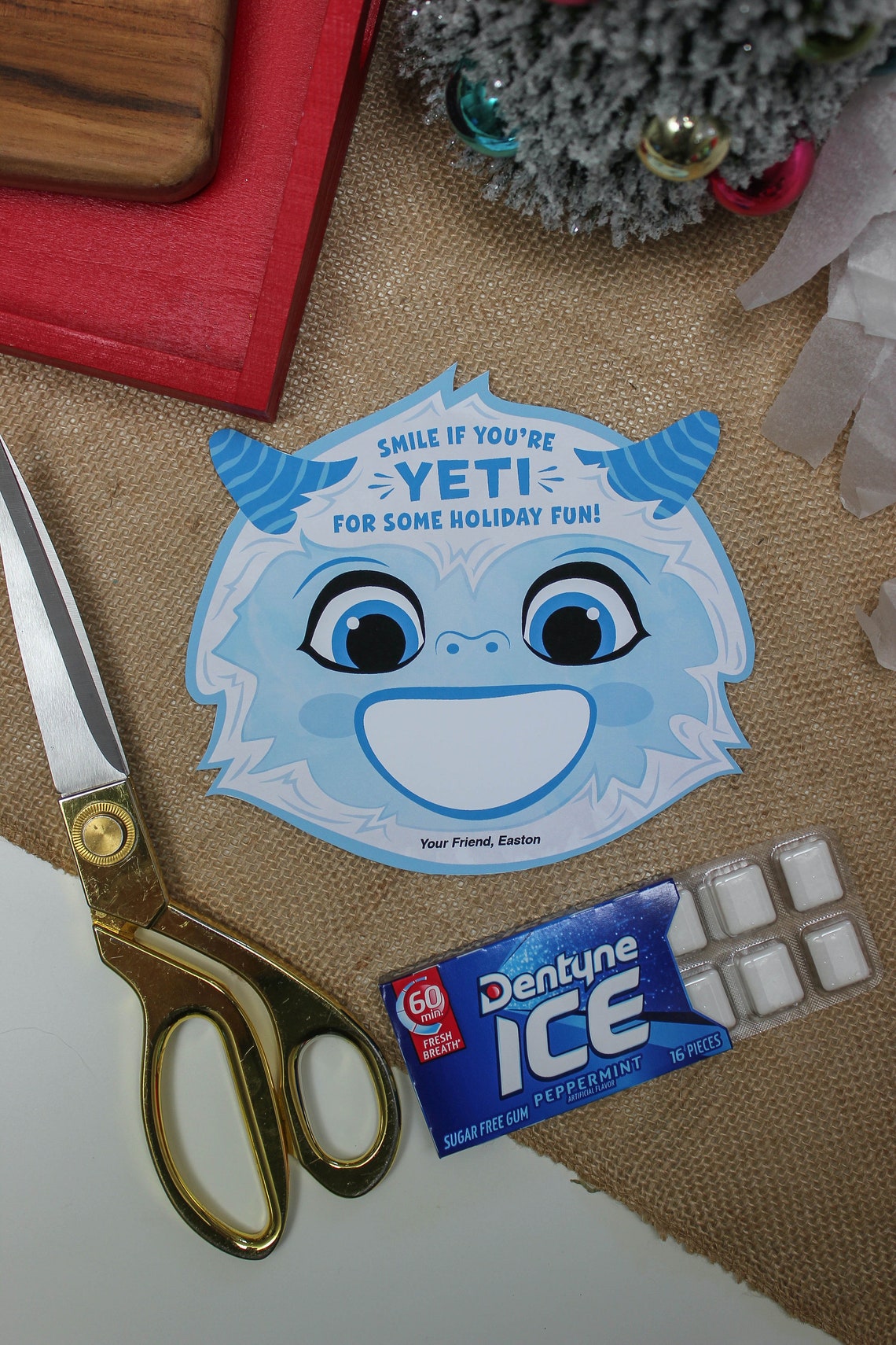 Chewing Gum Yeti Printable, Holiday Printable, Classroom Holiday Gift ...