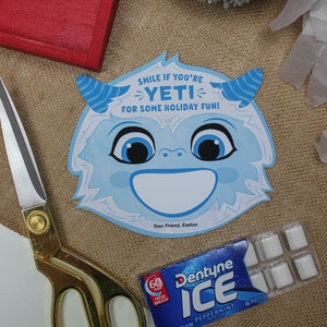 Chewing Gum Yeti Printable, Holiday Printable, Classroom Holiday Gift ...