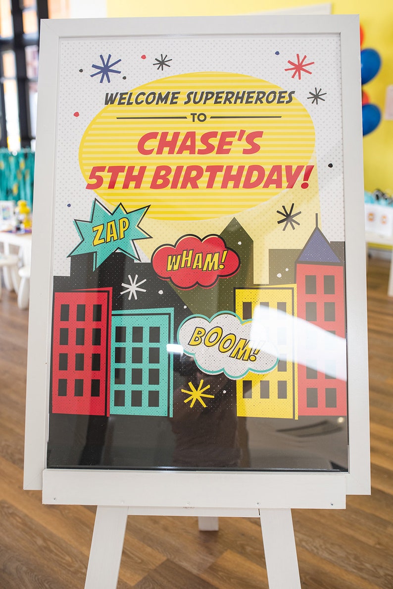 Modern Superhero Party Printable Welcome Sign - Instant Download ...