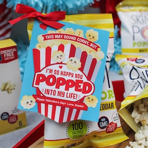 Popcorn Valentine Printable, Kids Valentine's Day Card, Corny Valentine ...