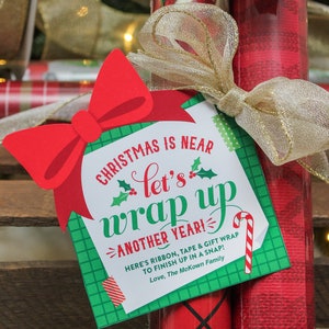 Christmas Wrapping Paper Gift Tag, Wrap up the Year, Holiday Pop by ...