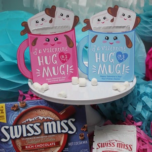 Hot Cocoa Kids Valentine Printable, Hug in a Mug, Hot Chocolate ...
