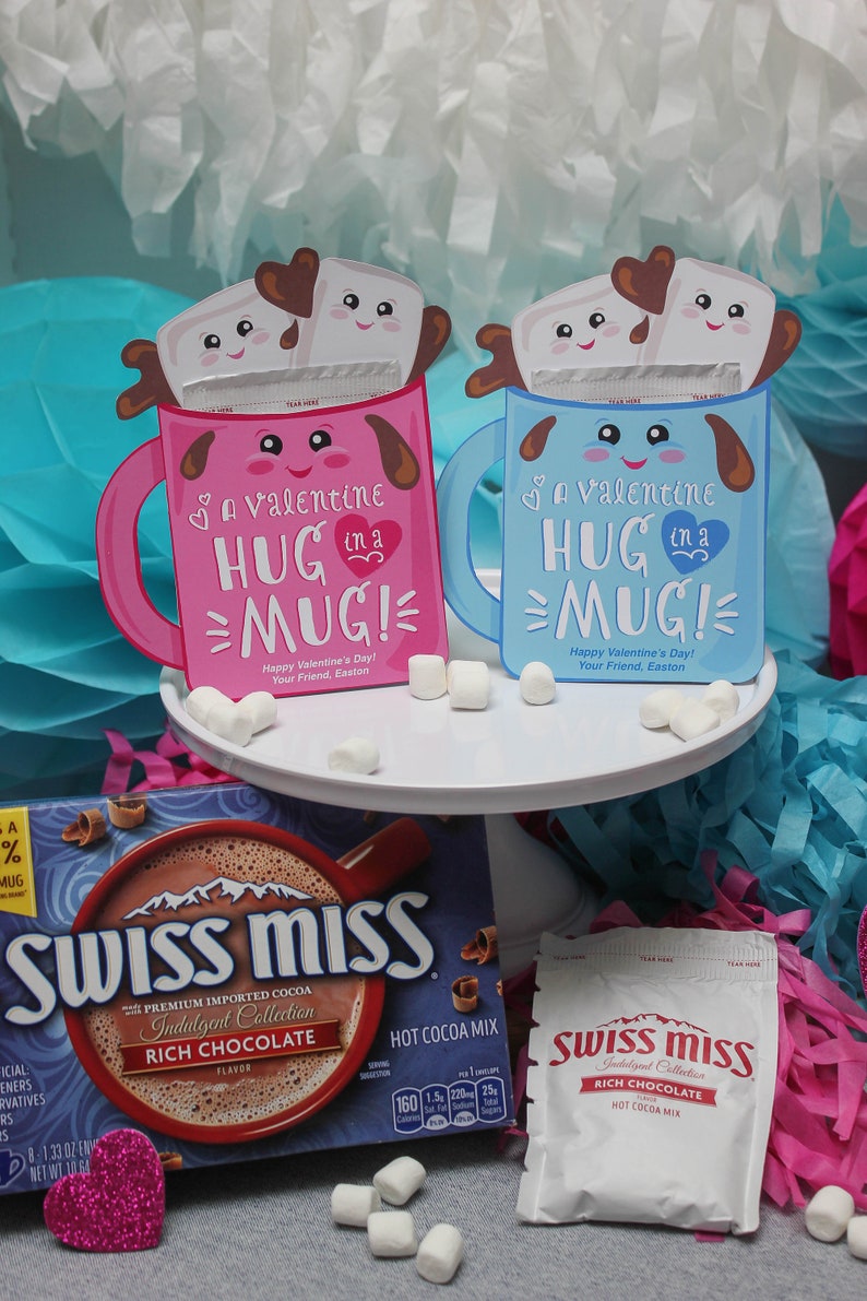 Hot Cocoa Kids Valentine Printable, Hug in a Mug, Hot Chocolate ...