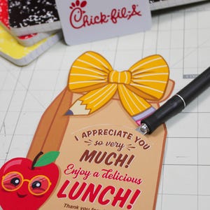 Teacher Appreciation Lunch Bag Gift Card Holder Printable, Restaurant ...