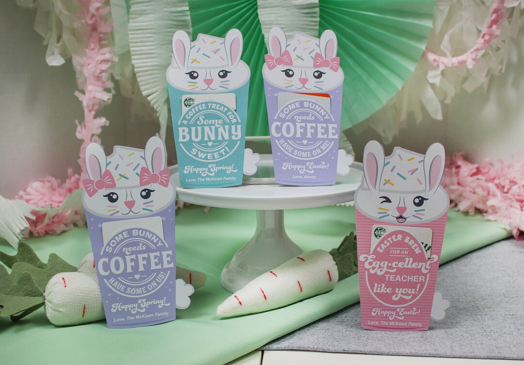 Easter Coffee Gift Card Printables, Bunny, Teacher Gift, Staff Gift ...