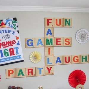 Game Night Party - Letter Tile Backdrop, Birthday Party, Family Game ...