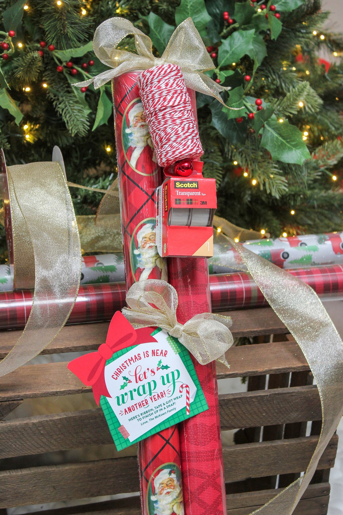 Christmas Wrapping Paper Gift Tag, Wrap up the Year, Holiday Pop by ...