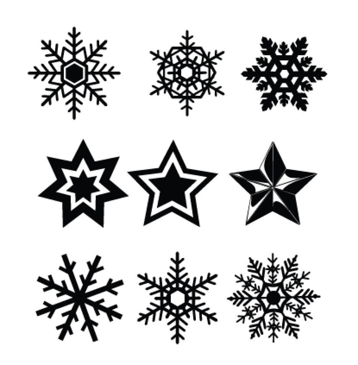 Snow Flake Set SVG Cut Files for Silhouette Studio Cricut Vector Svg ...