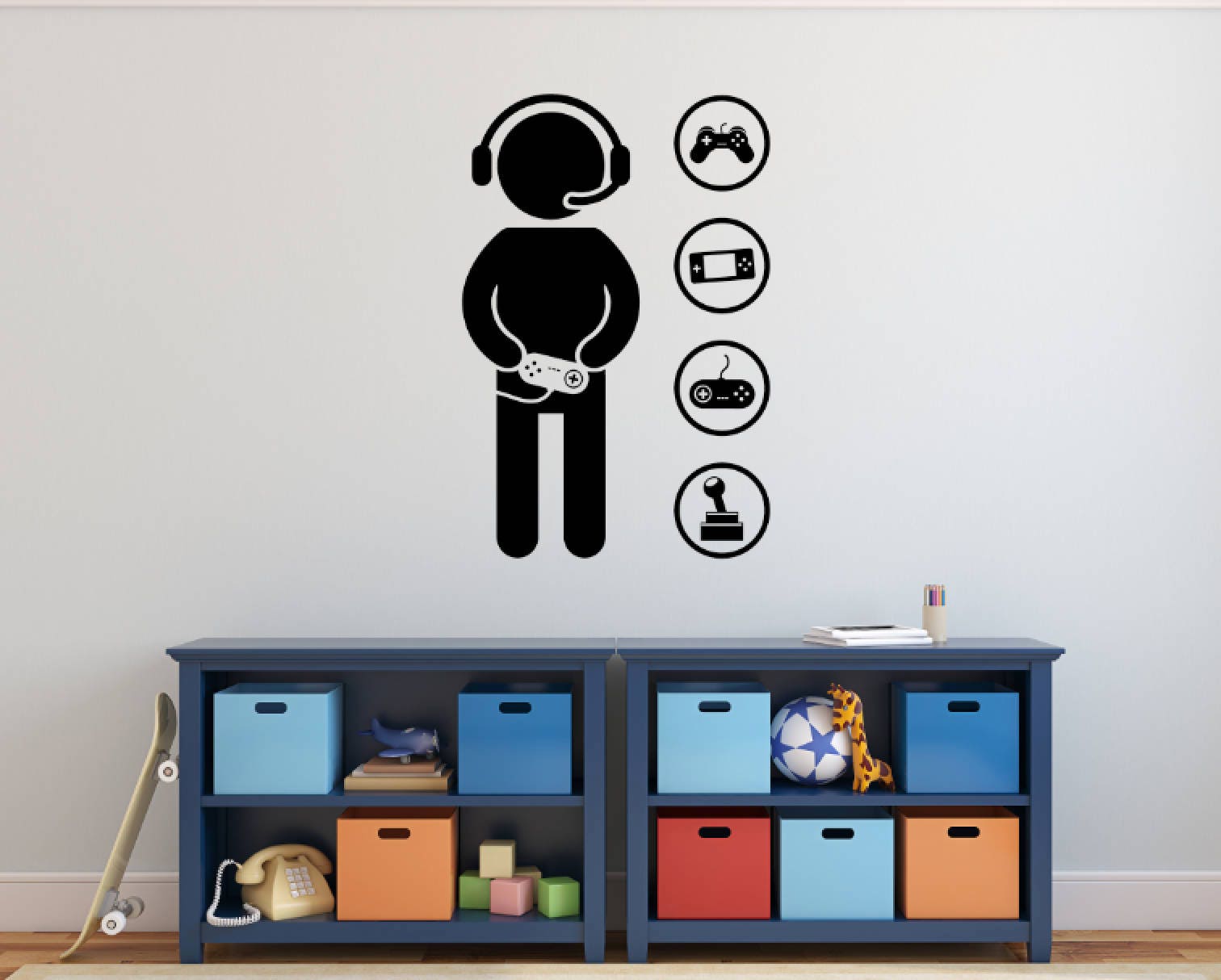 Gamer Silhouette with controllers decal for a Video Gamer Room | Etsy