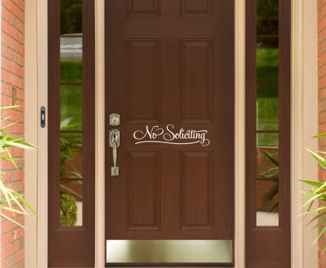 No Soliciting Sign for Front Door Simple and Pretty Vinyl Decal Sticker ...