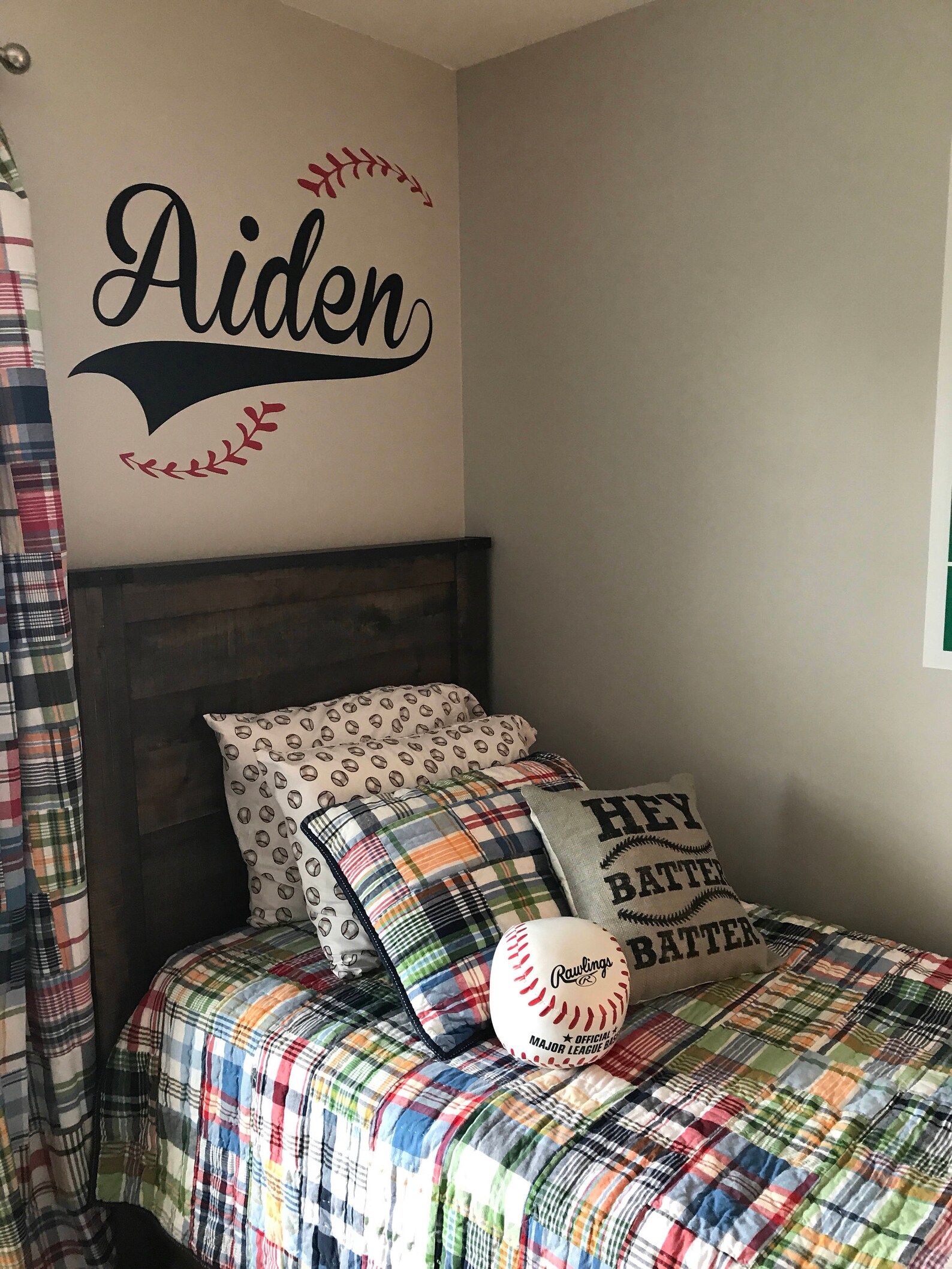 Custom Name Added to Baseball Vinyl Wall Decal Baseball - Etsy