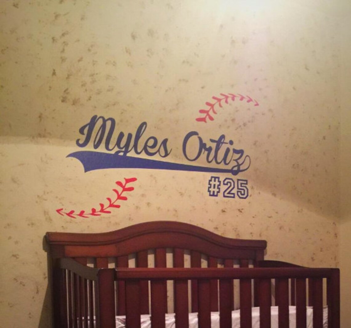 Custom Name Added to Baseball Vinyl Wall Decal Baseball - Etsy