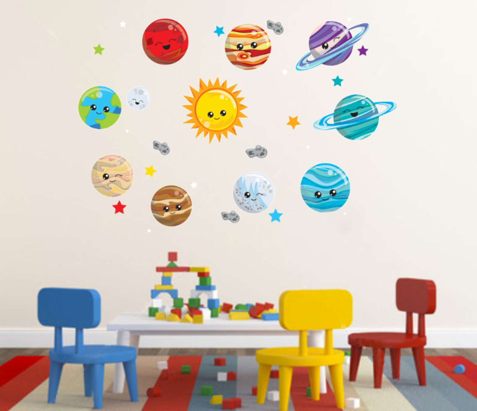 Wall Slaps Solar System Wall Decals Removable and REUSABLE - Etsy