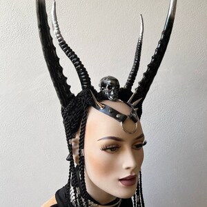 Anubis Gothic Crown With Black Horns Krampus TO ORDER - Etsy
