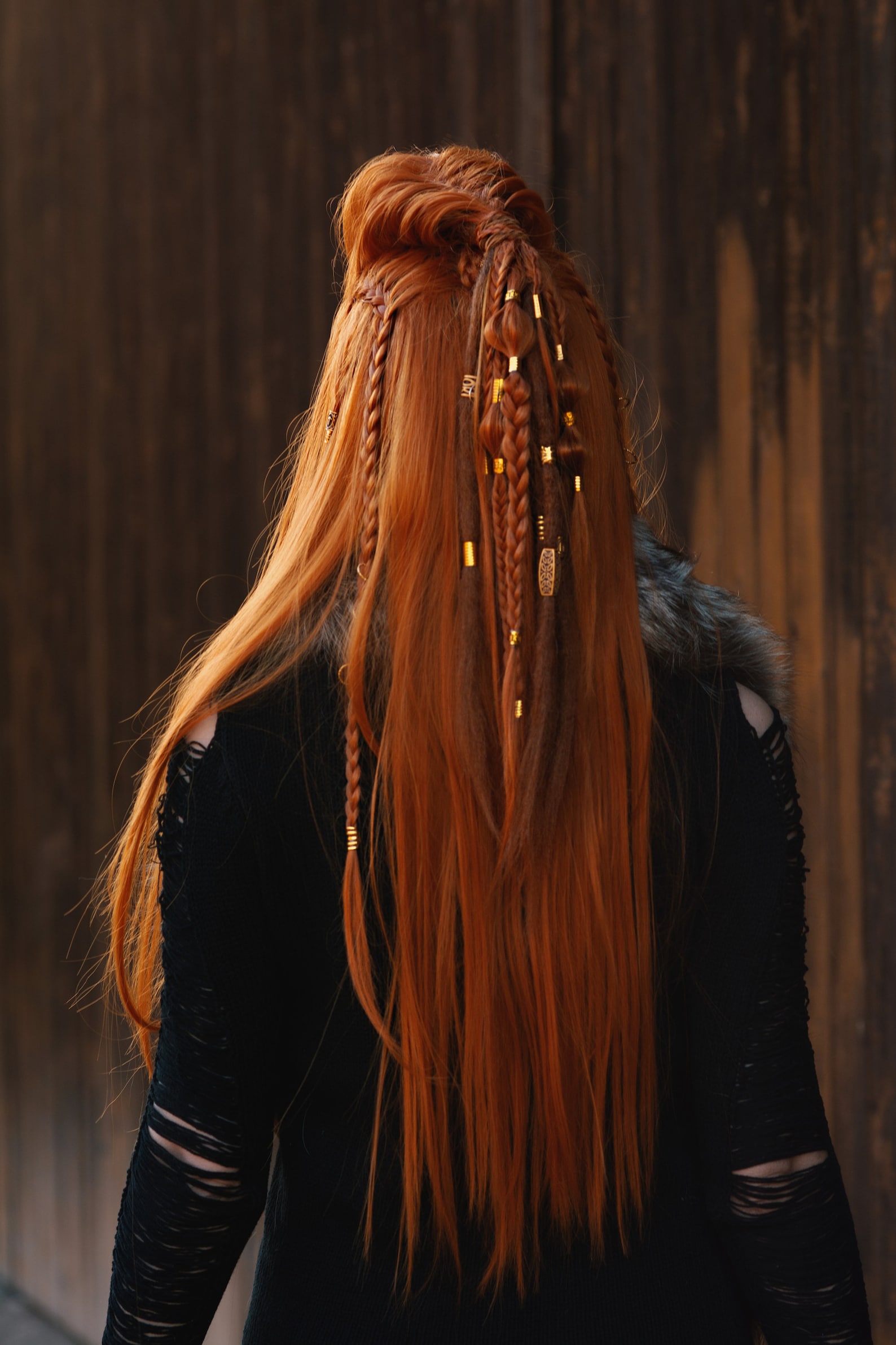 Braided Valkyrie Viking Wig With Metal Beads and Synthetic Dreadsto ...