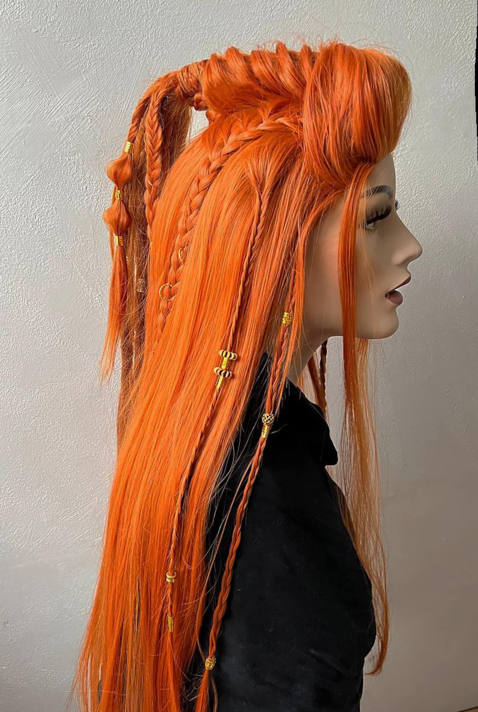 Braided Valkyrie Viking Wig With Metal Beads and Synthetic Dreadsto ...
