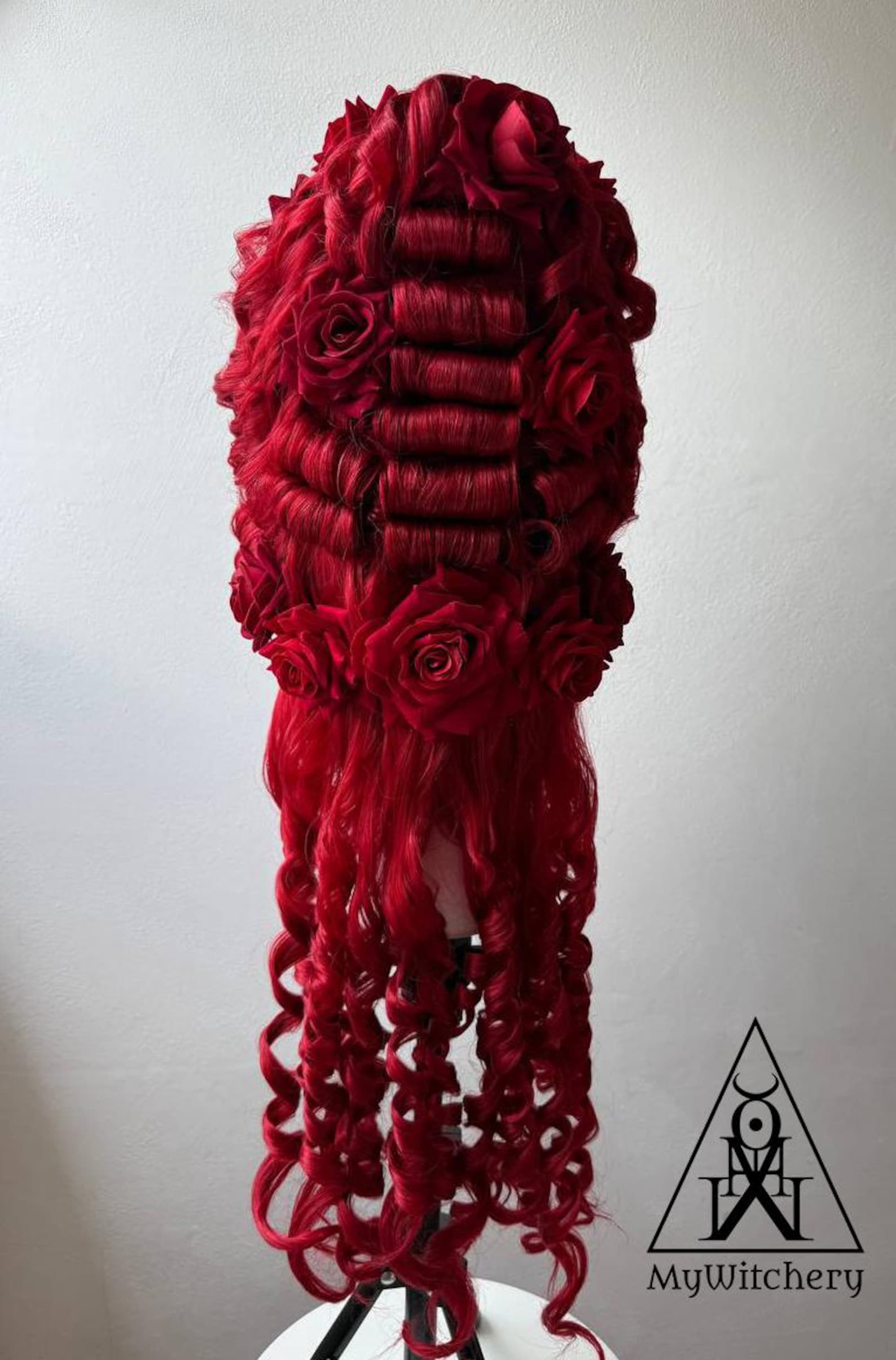 Red Rococo Wig With Roses Gothic Queen Marie Antoinette Hairpiece TO ...