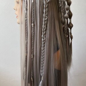 Braided Valkyrie Viking Wig With Metal Beads and Synthetic Dreadsto ...