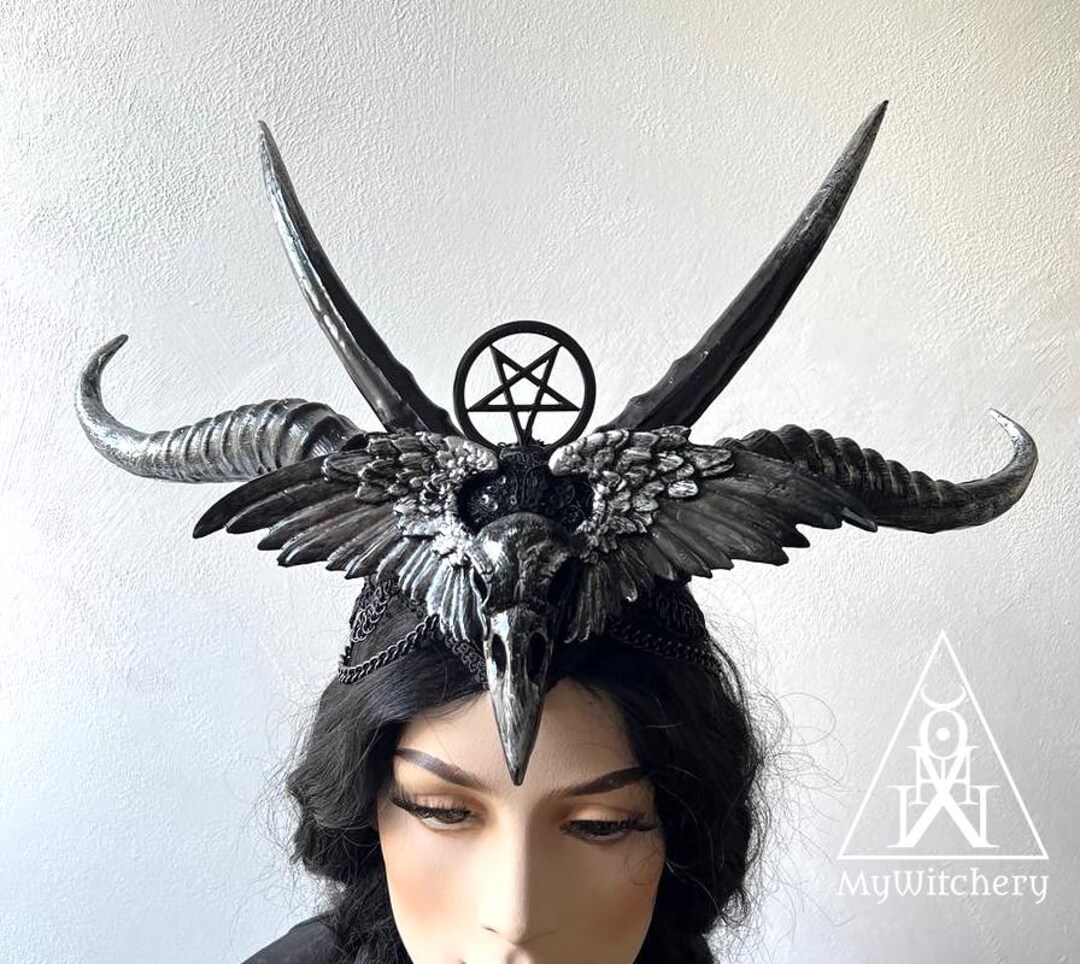 READY TO SHIP Baphomet Gothic Headpiece, Horns Cosplay, Gothic Crown ...
