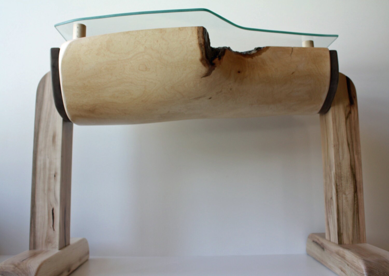 Half Log Side Table With Custom Glass Top #2 - Etsy