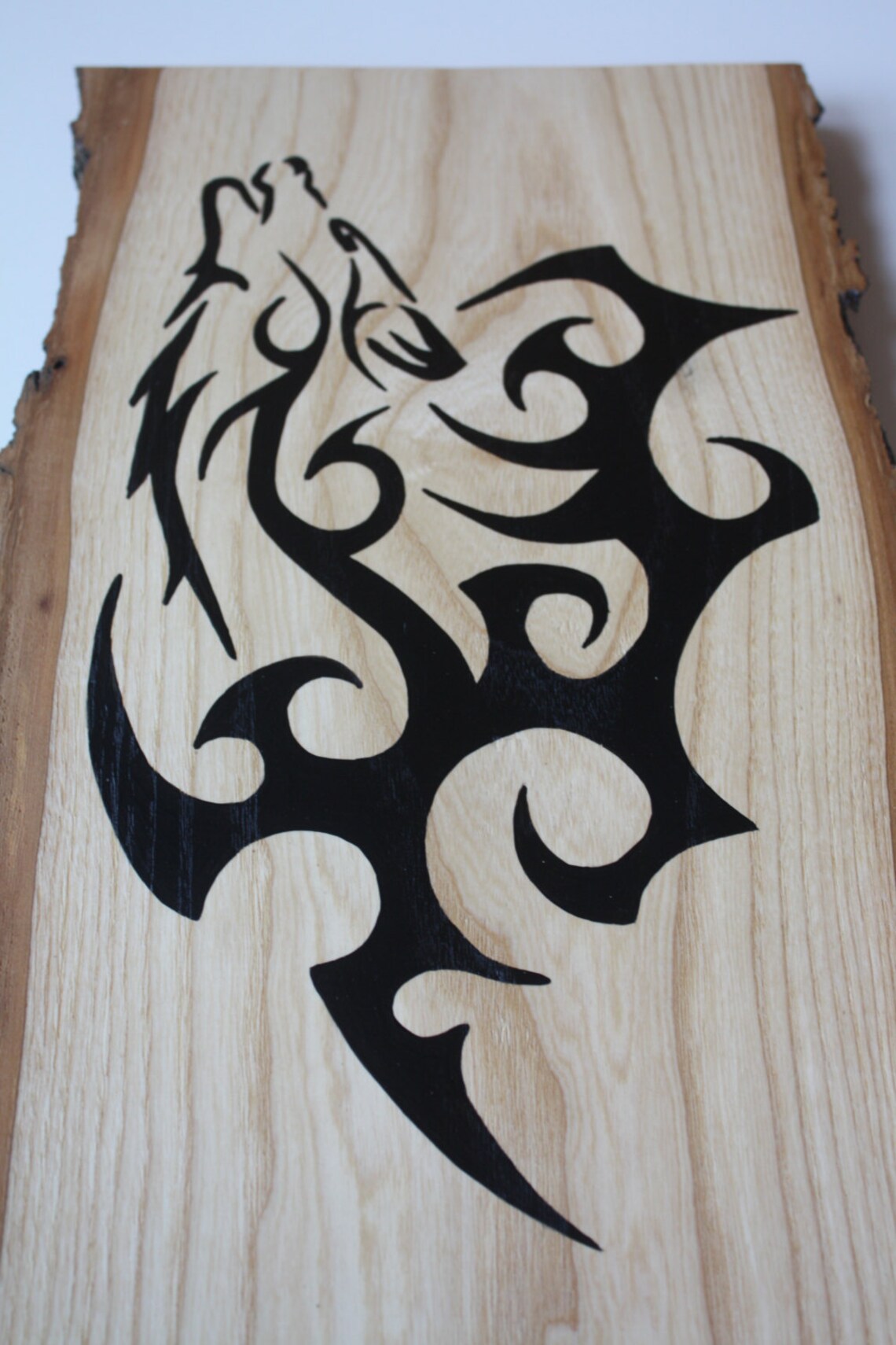 Wall Hanging Featuring Hand Painted Silhouette of a Wolf on Hardwood ...