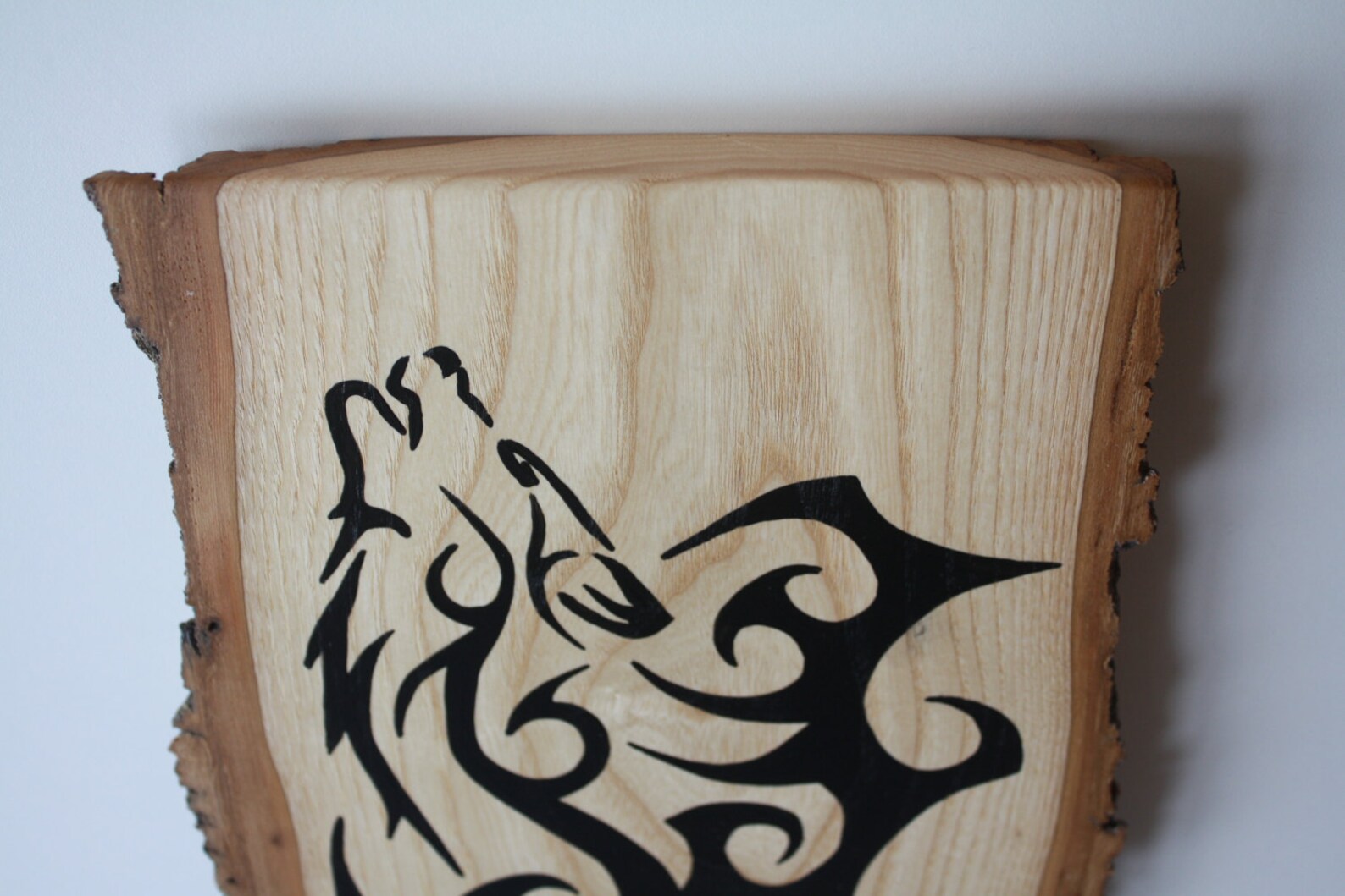 Wall Hanging Featuring Hand Painted Silhouette of a Wolf on Hardwood ...