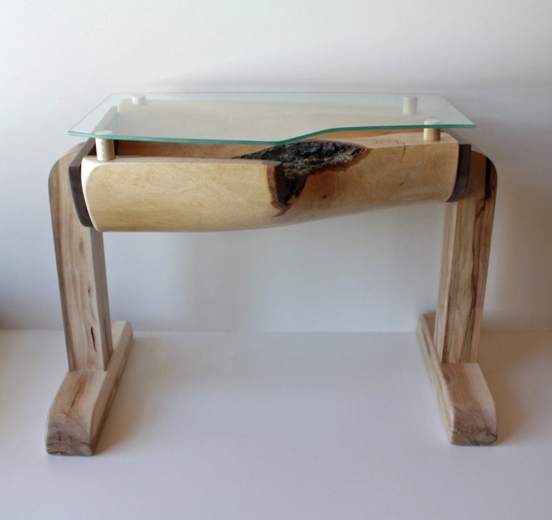 Half Log Side Table With Custom Glass Top #2 - Etsy