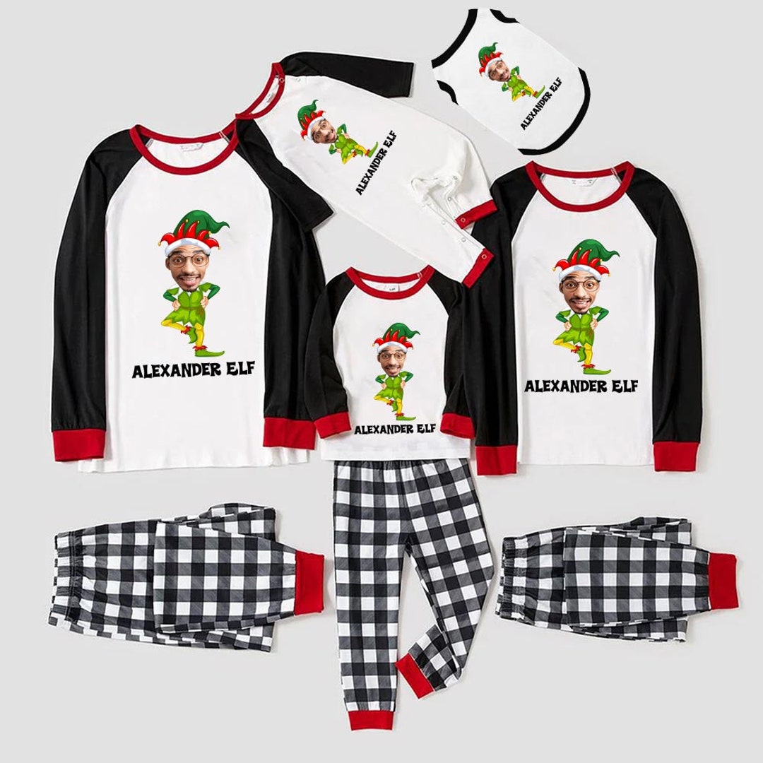 Custom Face With Matching Family Christmas Elf Pajamas - Etsy