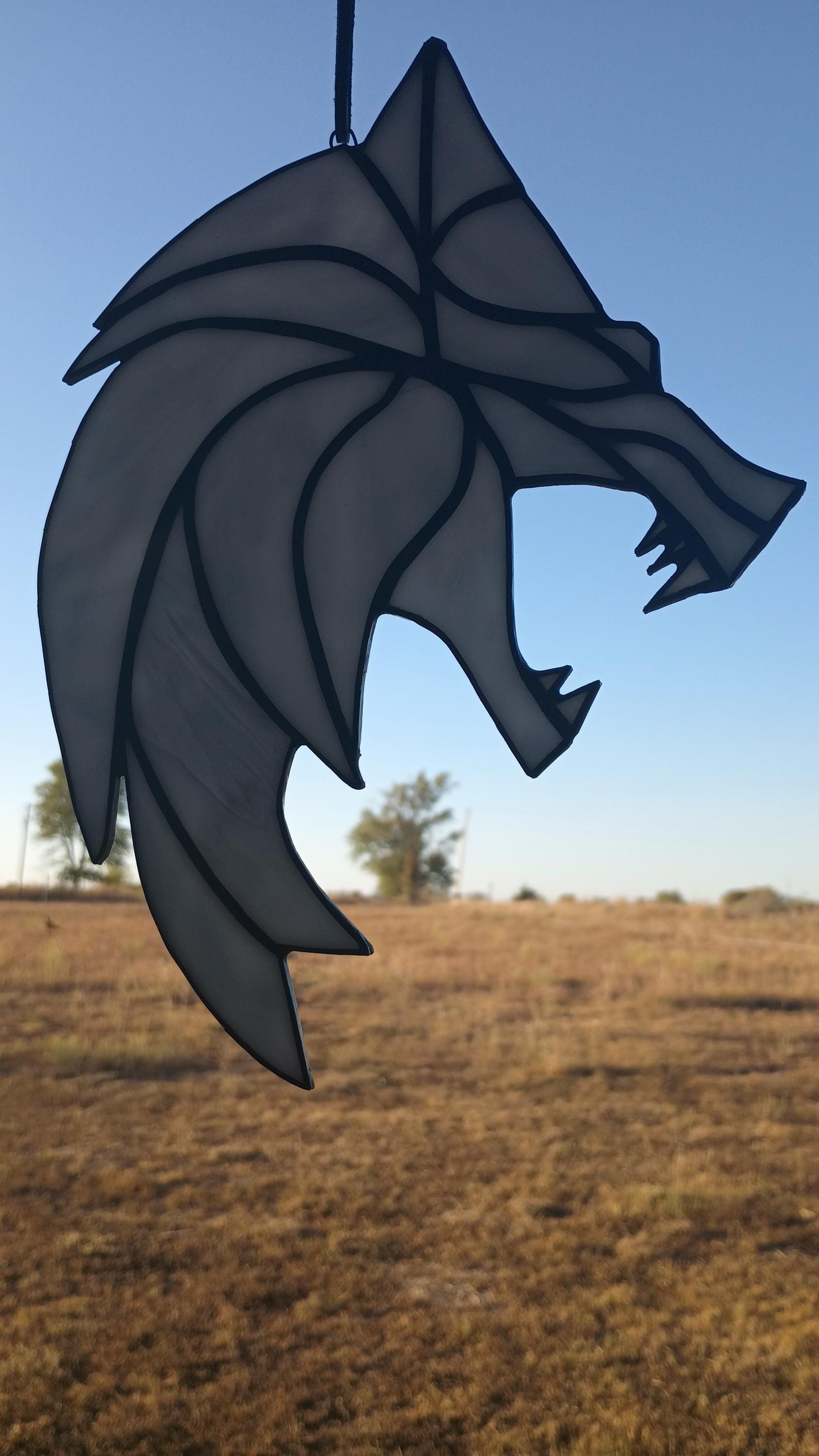 Stained Glass Gray Wolf With Fangs Hand Crafted Made in USA - Etsy