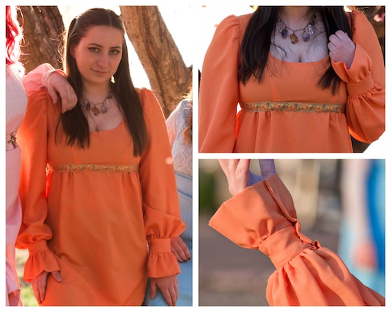 Orange Regency Style 1960s Maxi/Formal Dress - Gem