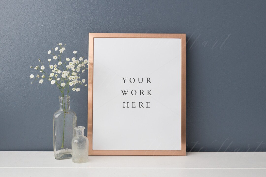 Frame Mockup - 8x10 - Copper Frame Styled With White Baby's Breath ...