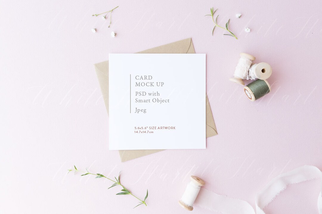 Square Card Mockup - Psd Smart Object + Png + Jpeg - Showcase Your Work ...