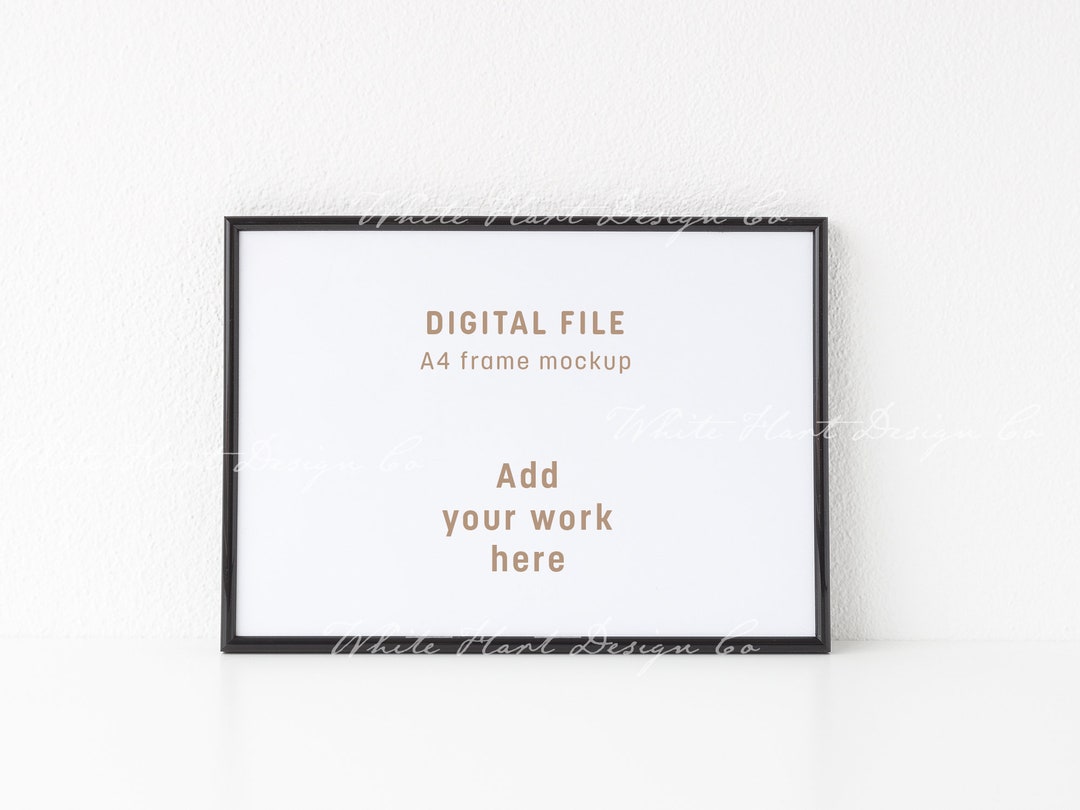 A4 Frame Mockup - Black Minimal Frame Landscape Orientation A4 Size ...