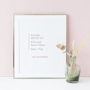 8x10" Frame Mockup - Golden - PSD Smart Object + Png + Jpeg - Perfect ...