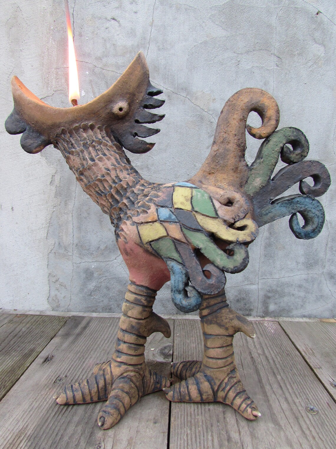 Fire Spitting Ceramic Rooster Oil Lamp | Etsy