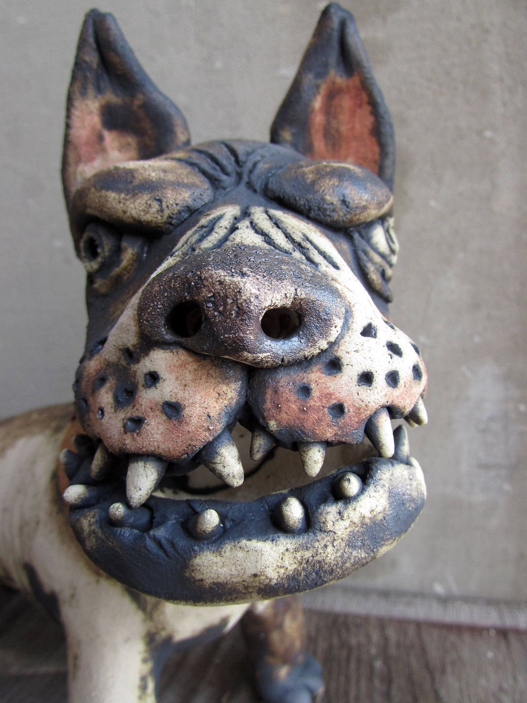 Small Ceramic Dog With a Leather Collar - Etsy