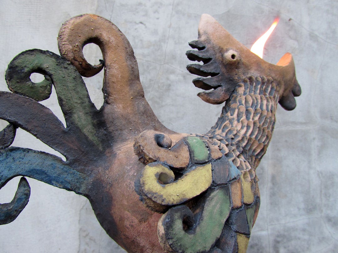 Fire Spitting Ceramic Rooster Oil Lamp - Etsy