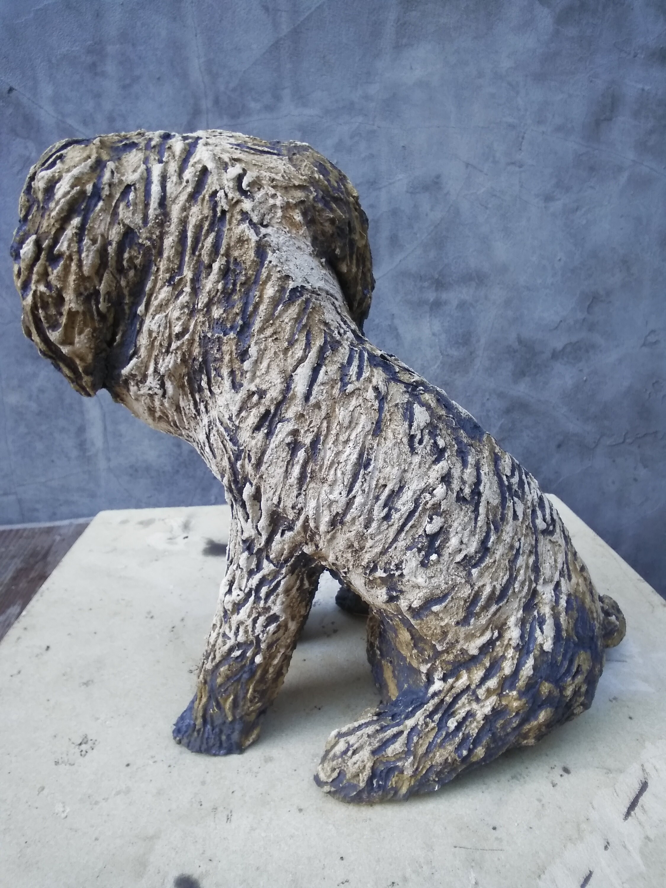 One-of-a-kind Fireclay Ceramic Dog Sculpture, Indoor/outdoor Decor ...