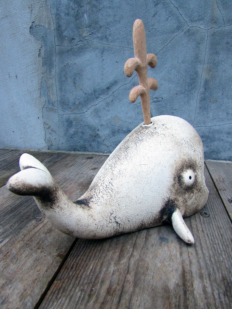 Ceramic Whale Sculptures With Ceramic or Hand Carved Wooden - Etsy