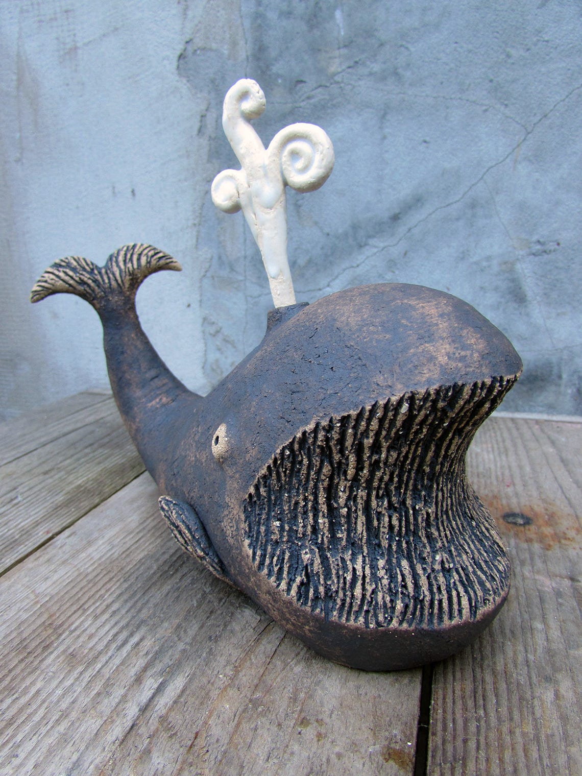 Ceramic Whale Sculptures With Ceramic or Hand Carved Wooden - Etsy
