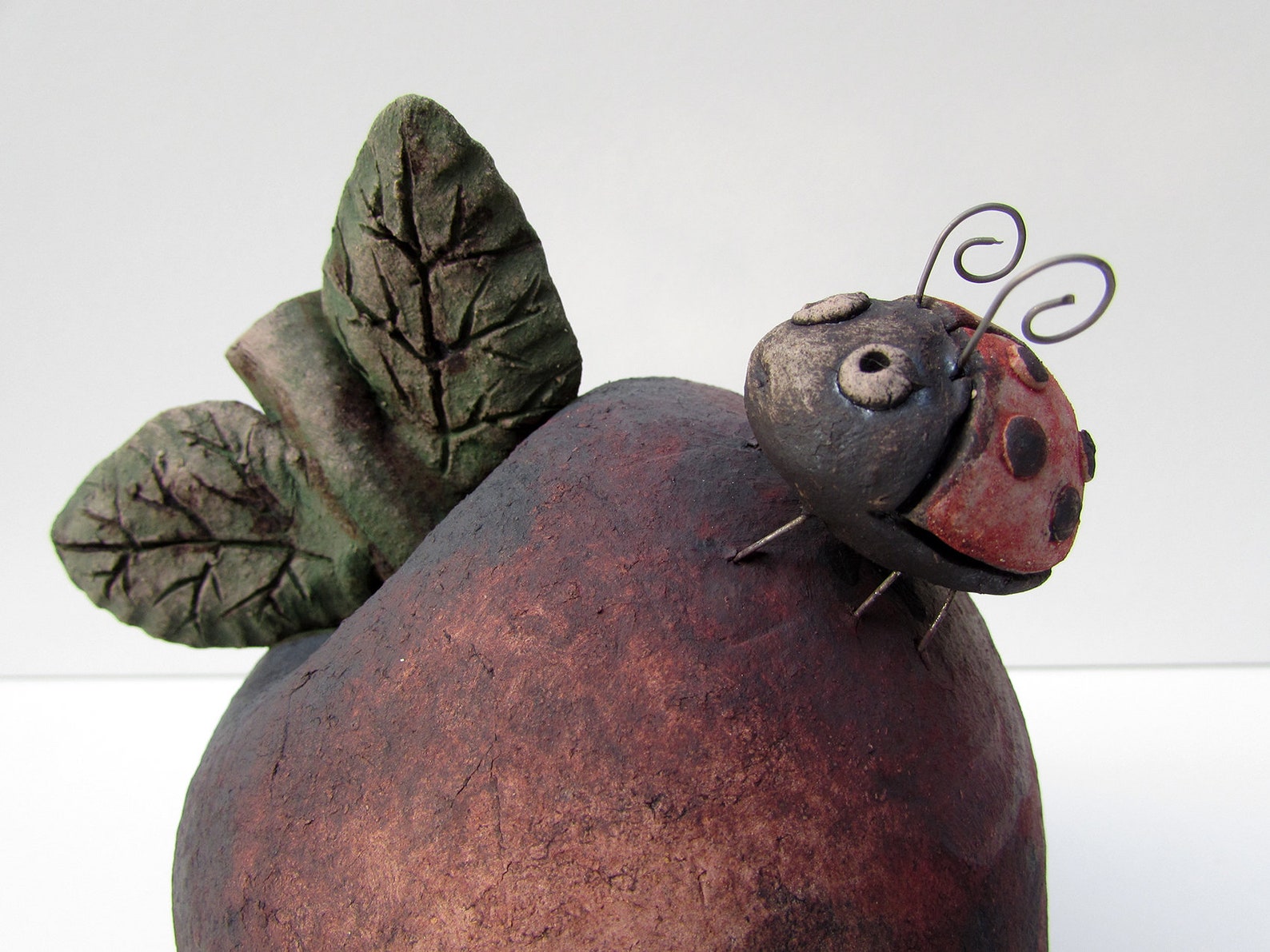 Ceramic Apple and Ladybug | Etsy