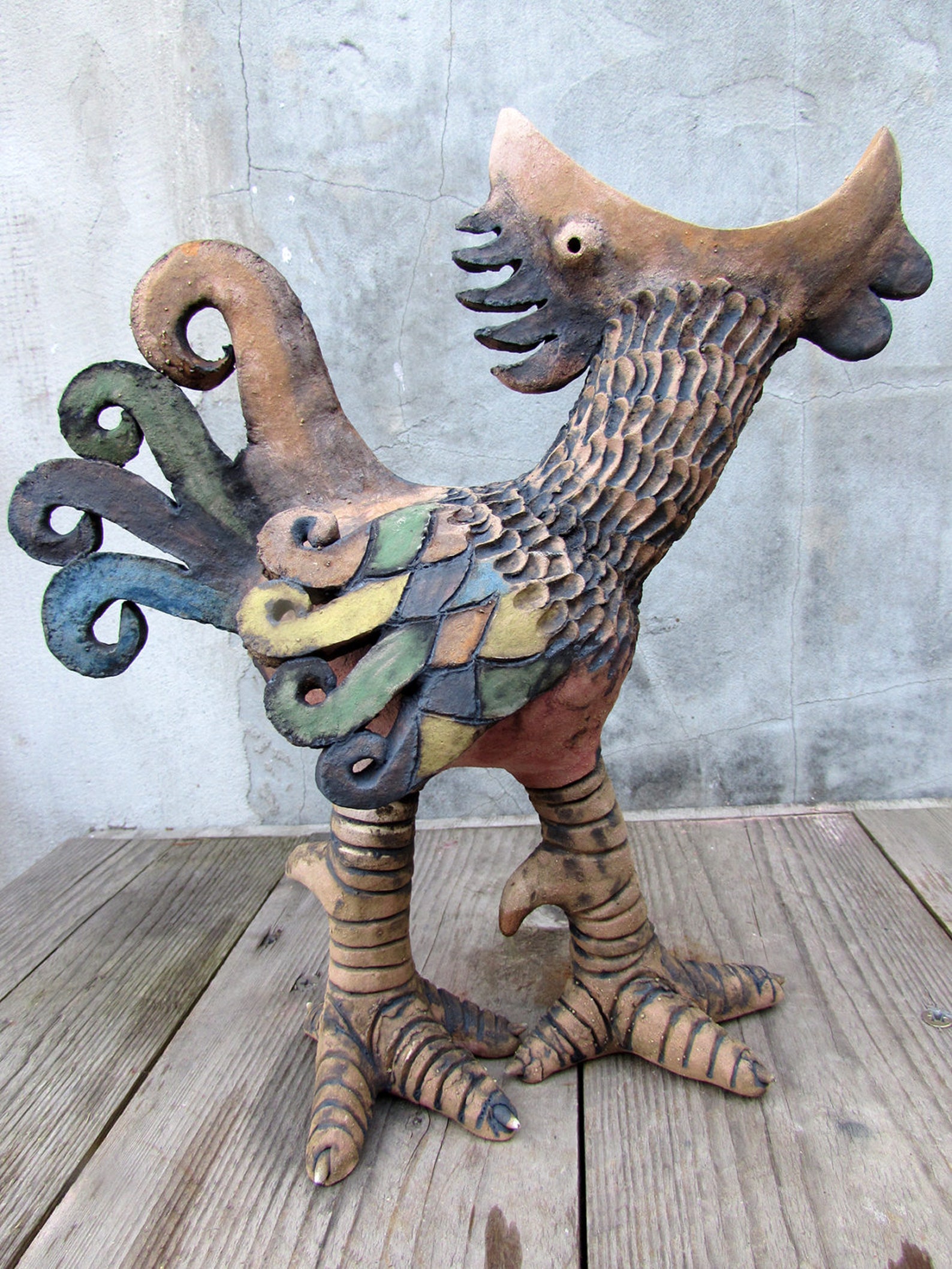 Fire Spitting Ceramic Rooster Oil Lamp | Etsy